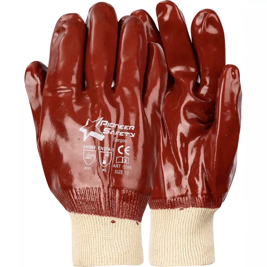 50mm 2.5'' Heavy-duty brown PVC knit wrist gloves Abrasion-Lv4 – Online ...