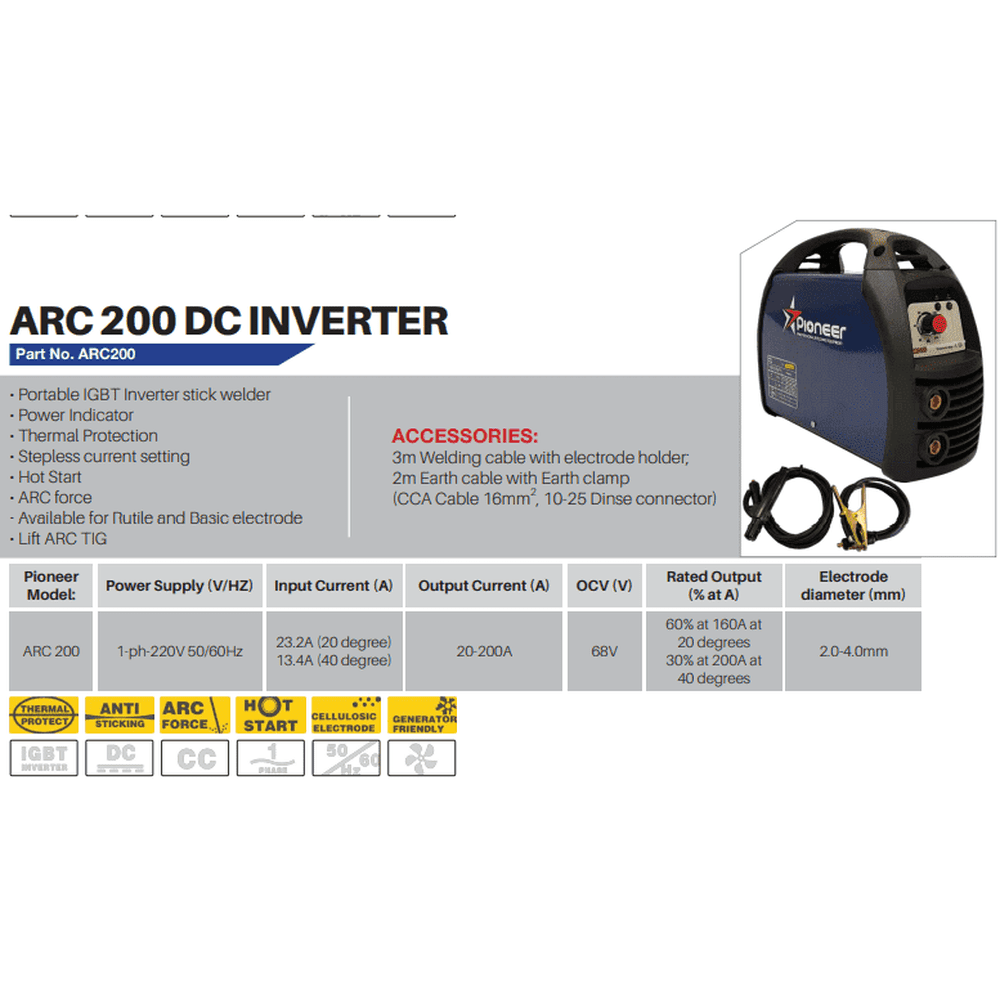 200Amp 220Volt Pioneer Dc inverter arc welding machine | Online ...